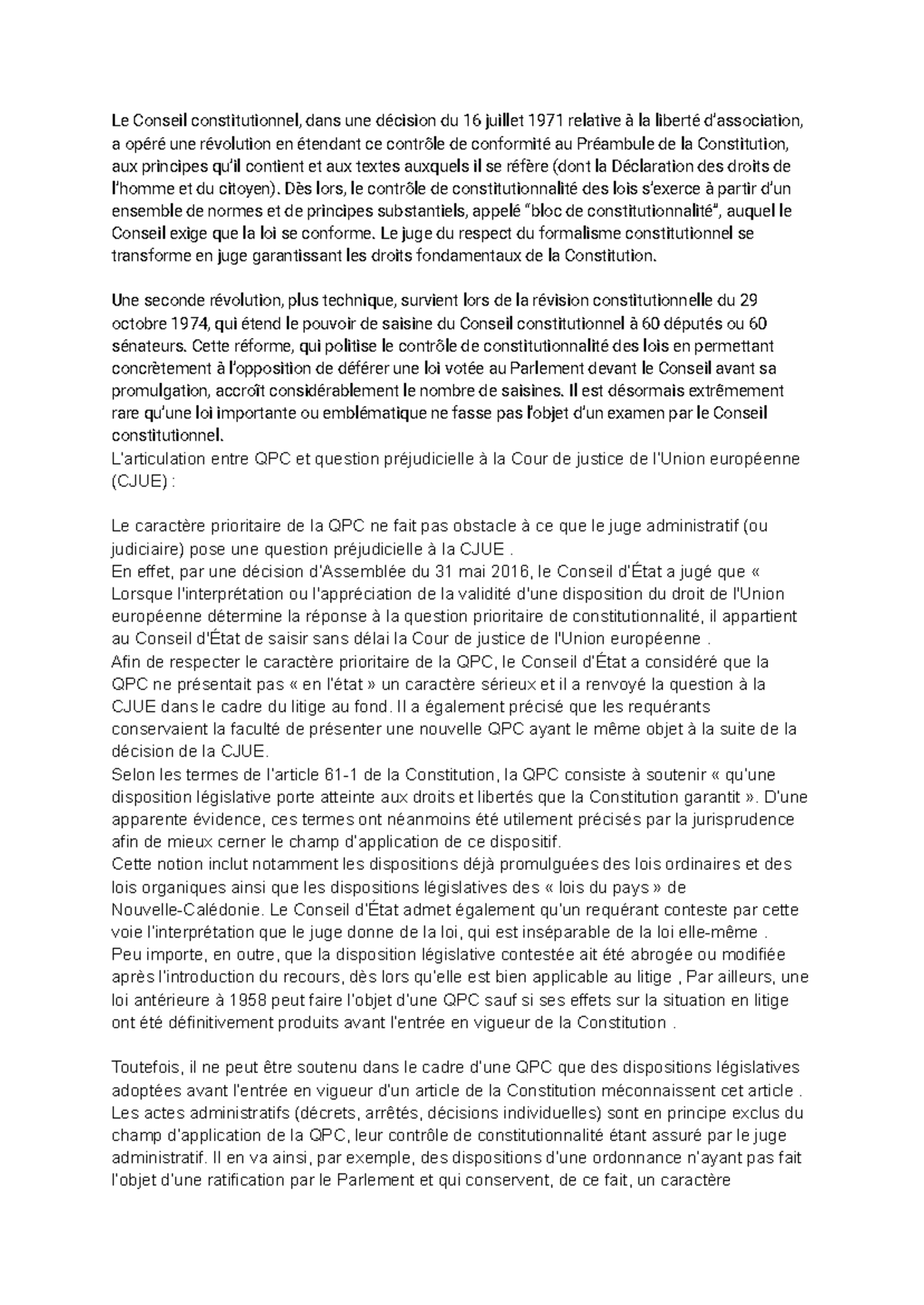 Conseil Constitutionnel et l'objet de la QPC - Le Conseil ...