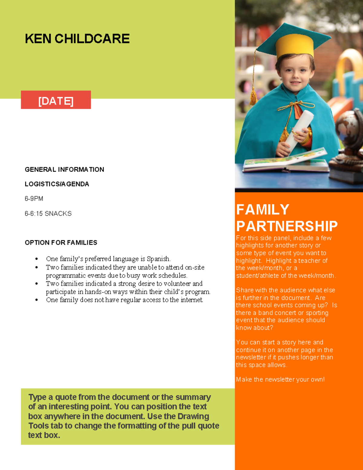 Module 6 newsletter template - KEN CHILDCARE [DATE] GENERAL INFORMATION ...