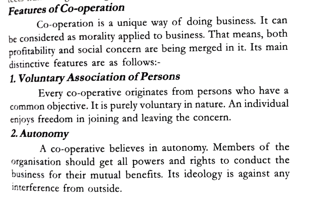 Featues of co operation - Features of Co-operation Co-operation is a ...