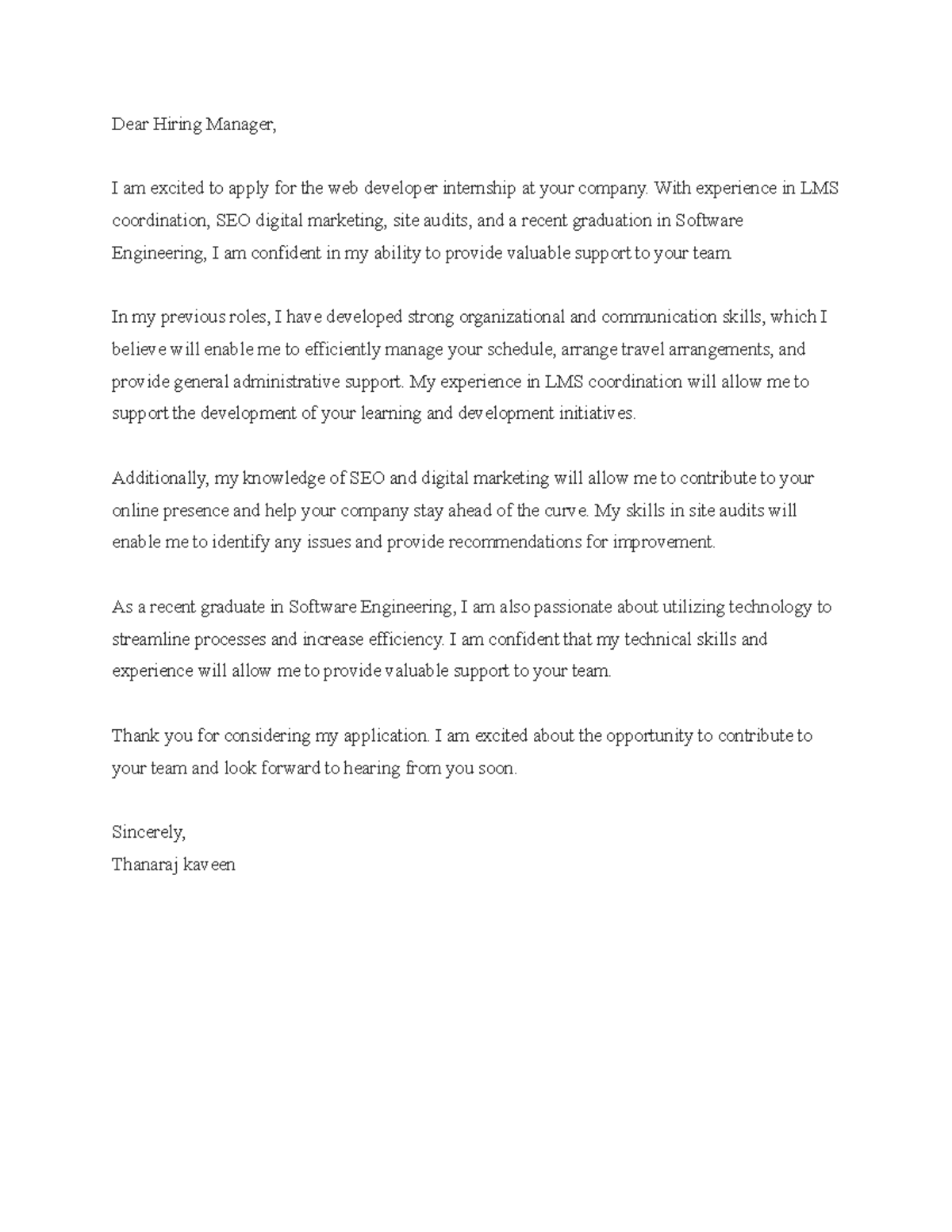 Dear Hiring Manager - yes - Dear Hiring Manager, I am excited to apply ...