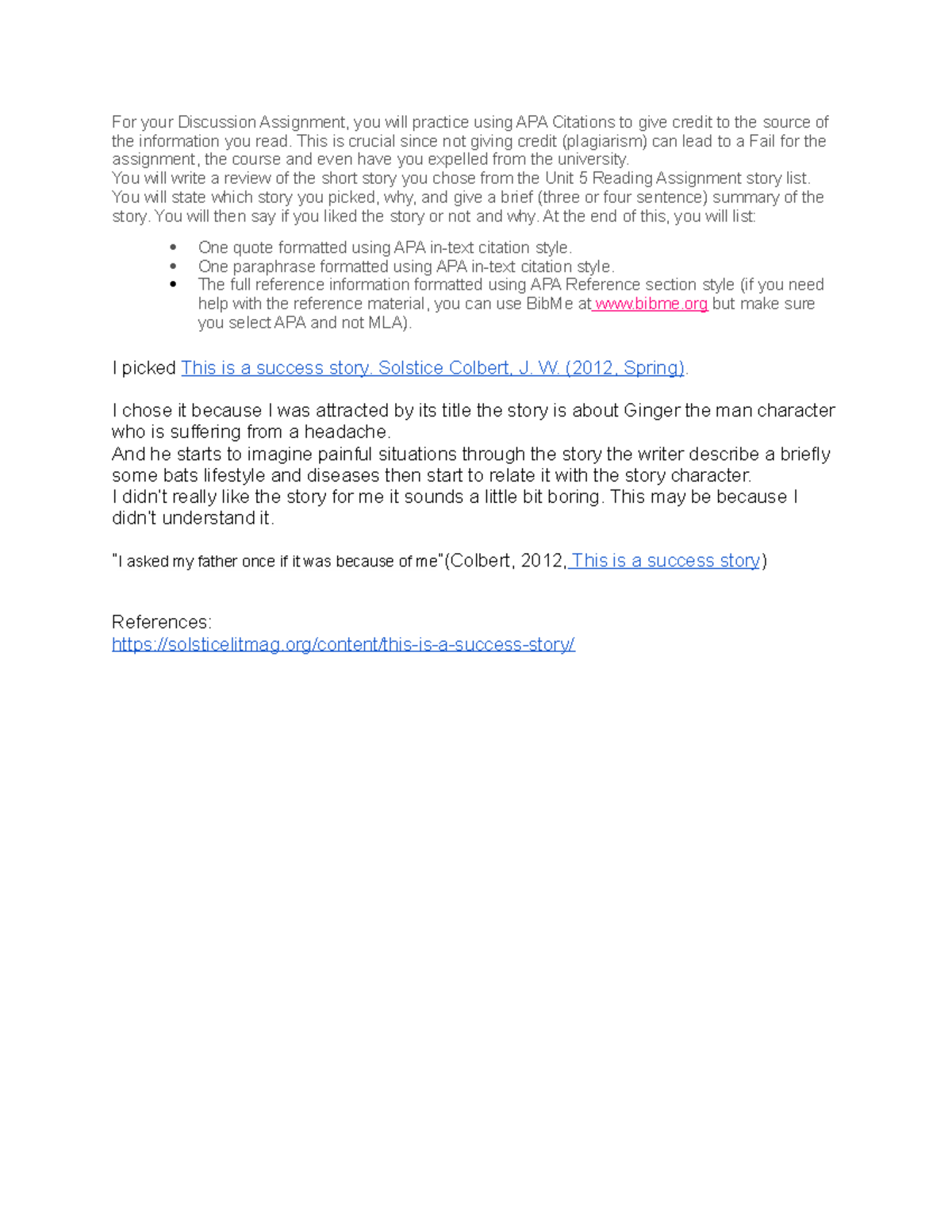 Discussion Forum Unit 5 - For your Discussion Assignment, you will ...