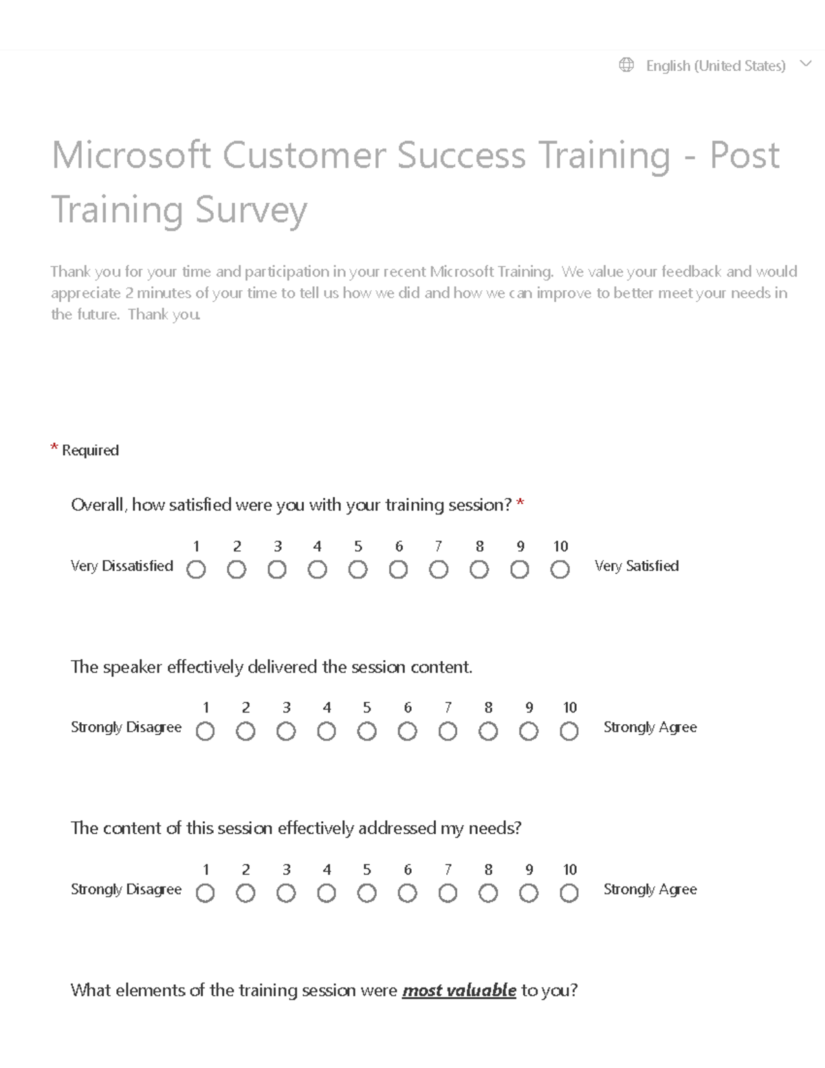Microsoft Customer Success Training - We value your feedback and would ...