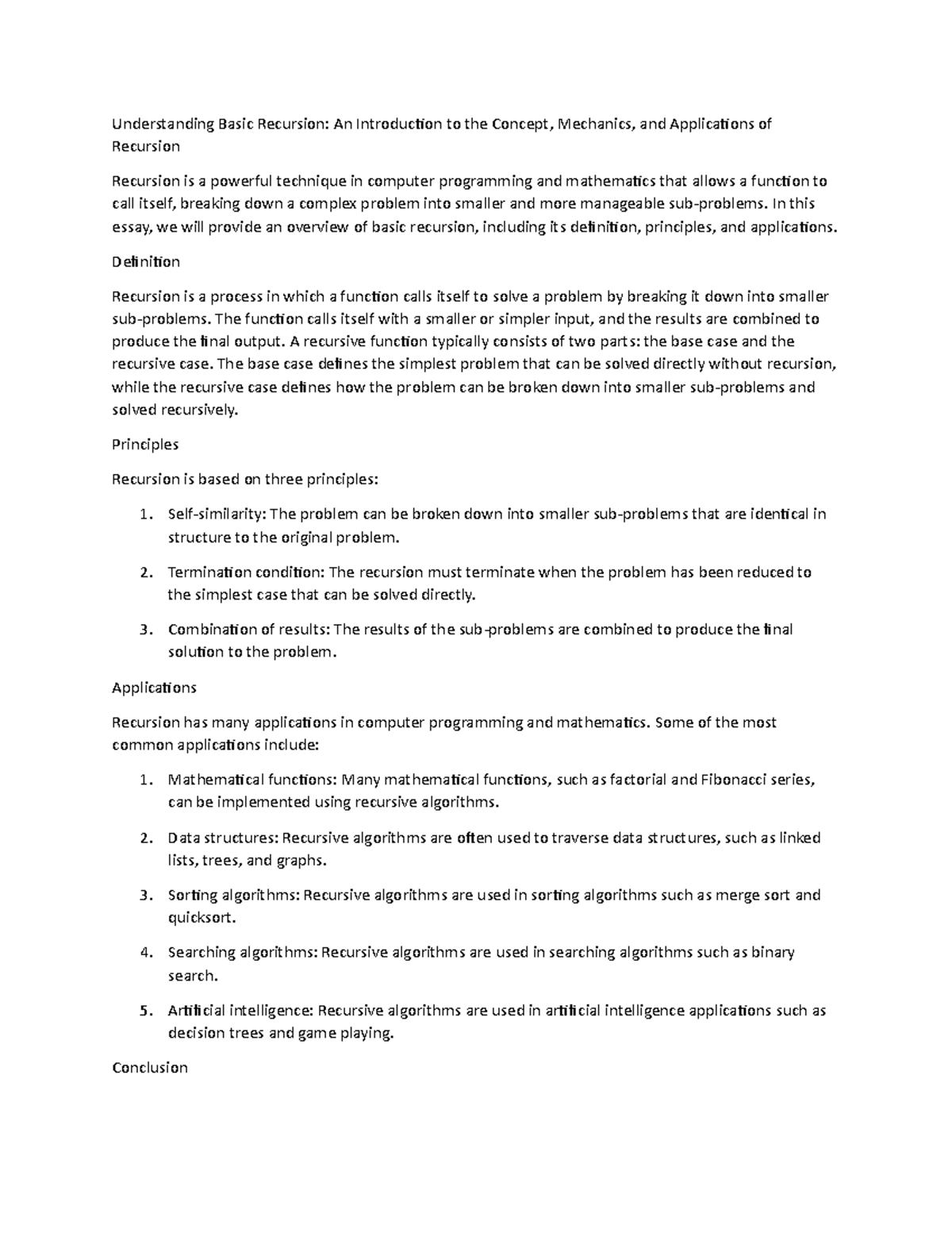 Understanding Basic Recursion - In this essay, we will provide an ...