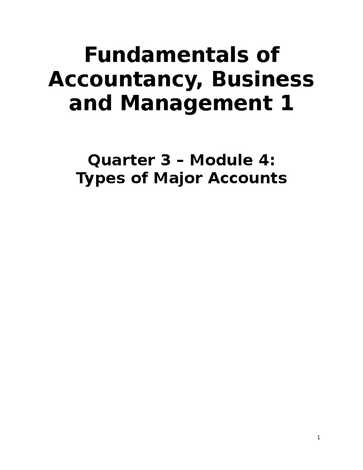 Fundamentals of Accountancy module 4 - Fundamentals of Accountancy ...