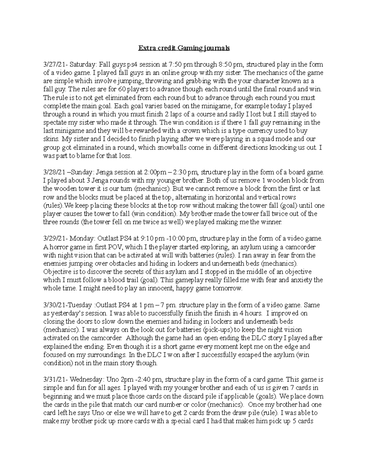 2021-Film 107-Extra Credit Journal week8 - Extra credit Gaming journals ...