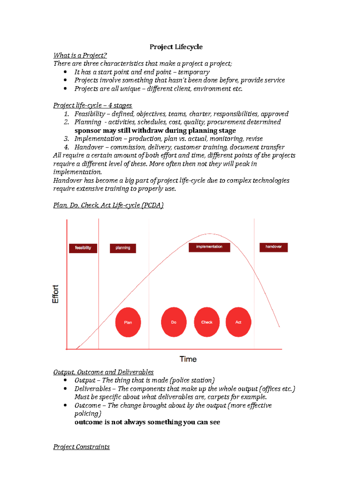 Lecture notes, lecture 1 - project lifecycle - Project Lifecycle What ...