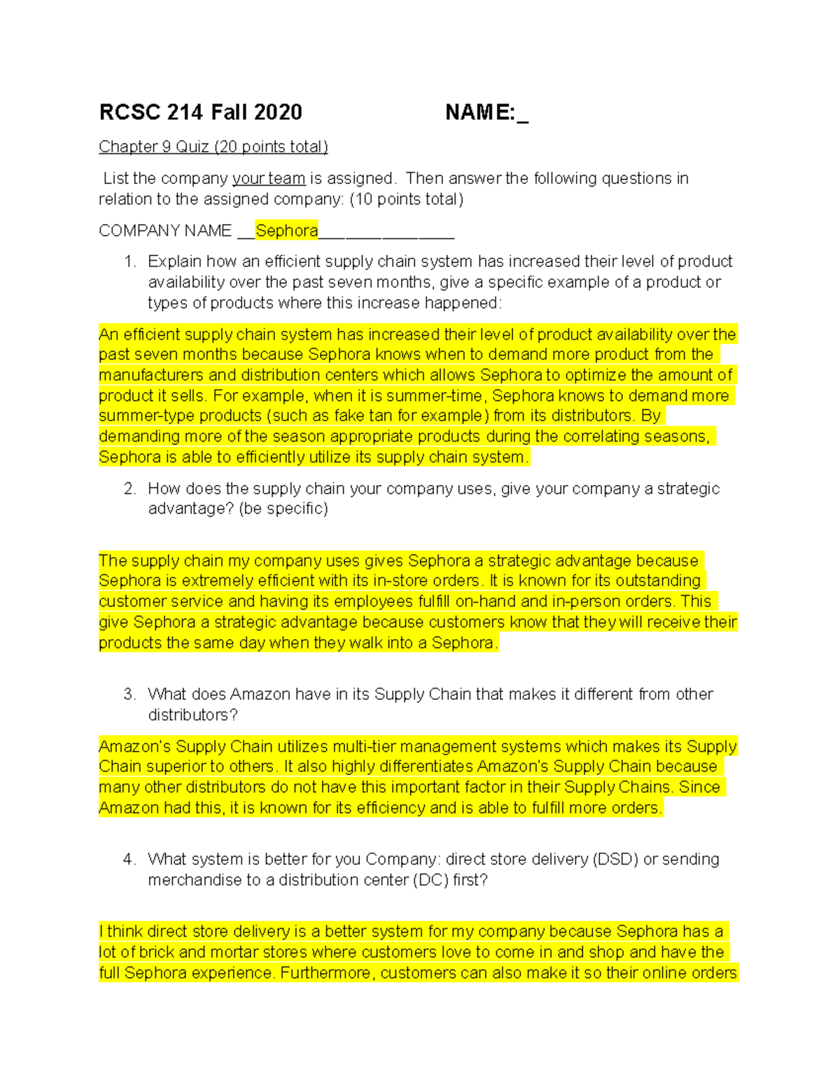 RCSC 214 Fall 2020 Ch.9 Quiz - RCSC 214 Fall 2020 NAME:_ Chapter 9 Quiz ...