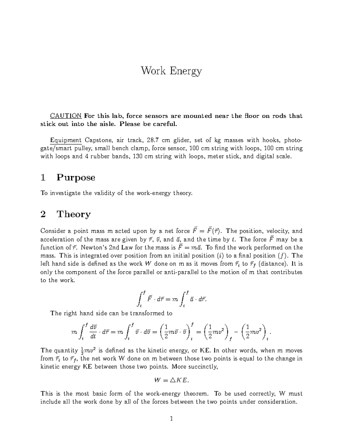Work Energy General Physics 10 27 2016 - Work Energy CAUTION For this ...