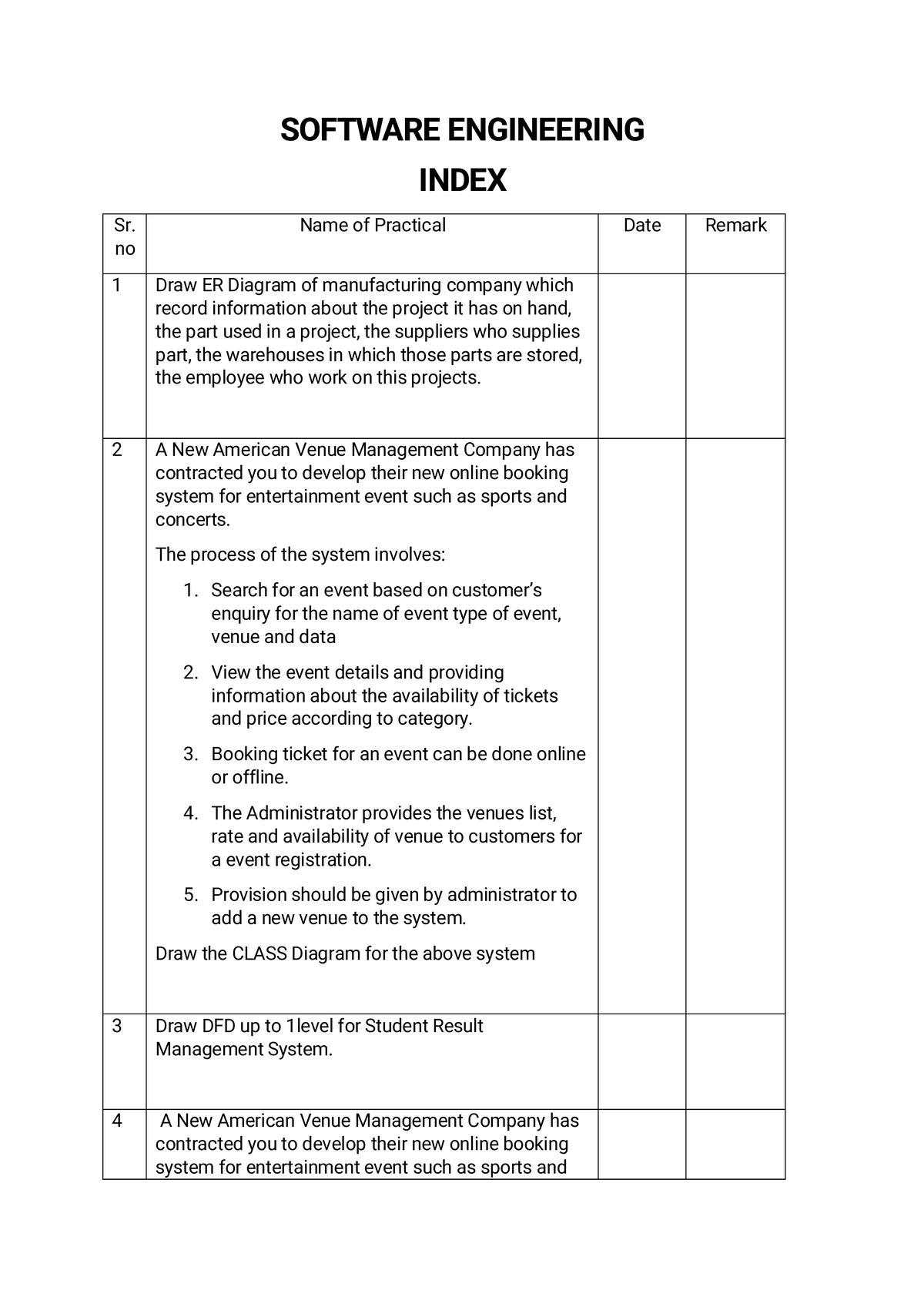 software enginering notes - SOFTWARE ENGINEERING INDEX Sr. no Name of ...