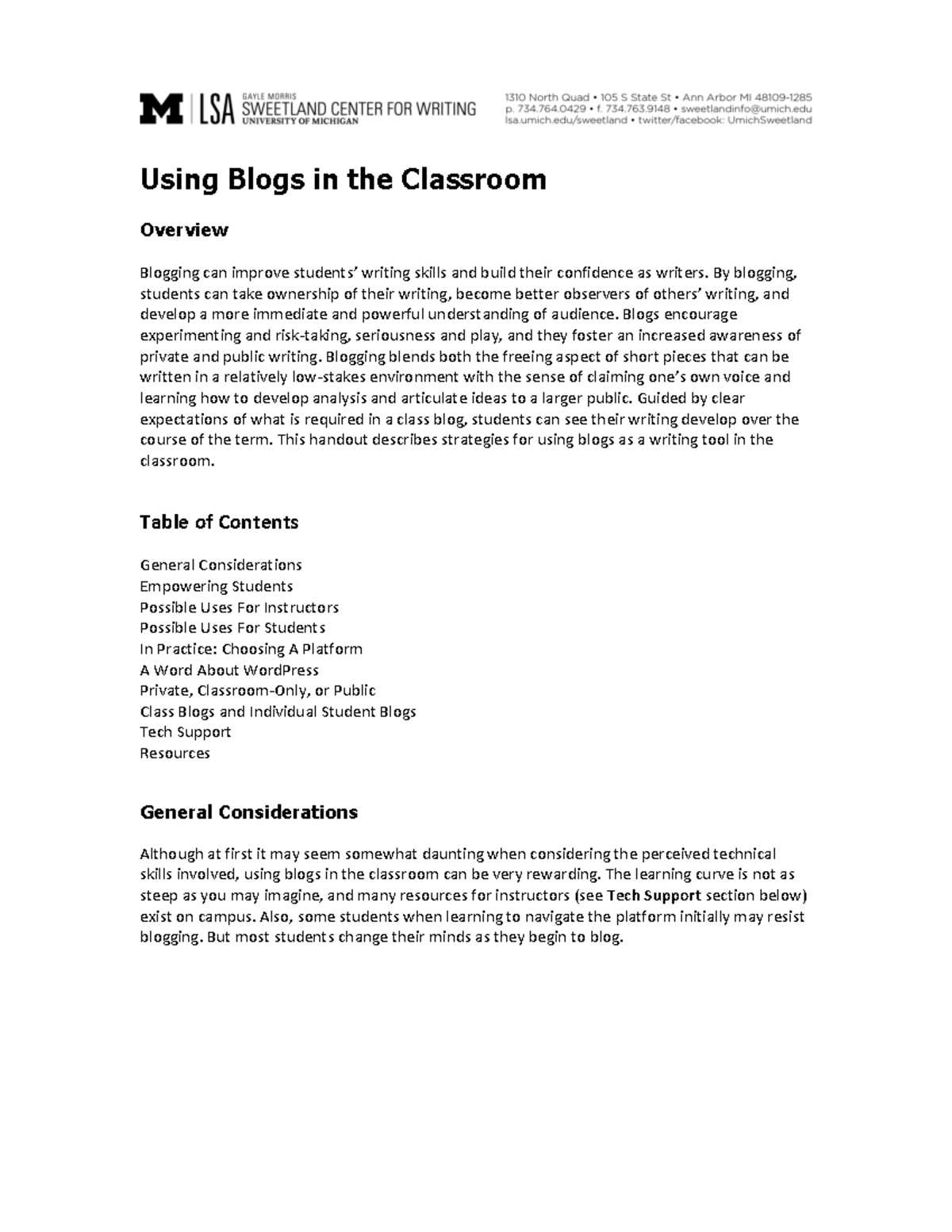 Using Blogsinthe Classroom - Using Blogs in the Classroom Overview ...