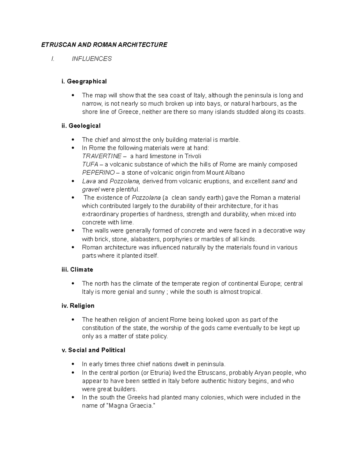 Etruscan and roman - ETRUSCAN AND ROMAN ARCHITECTURE I. INFLUENCES i ...