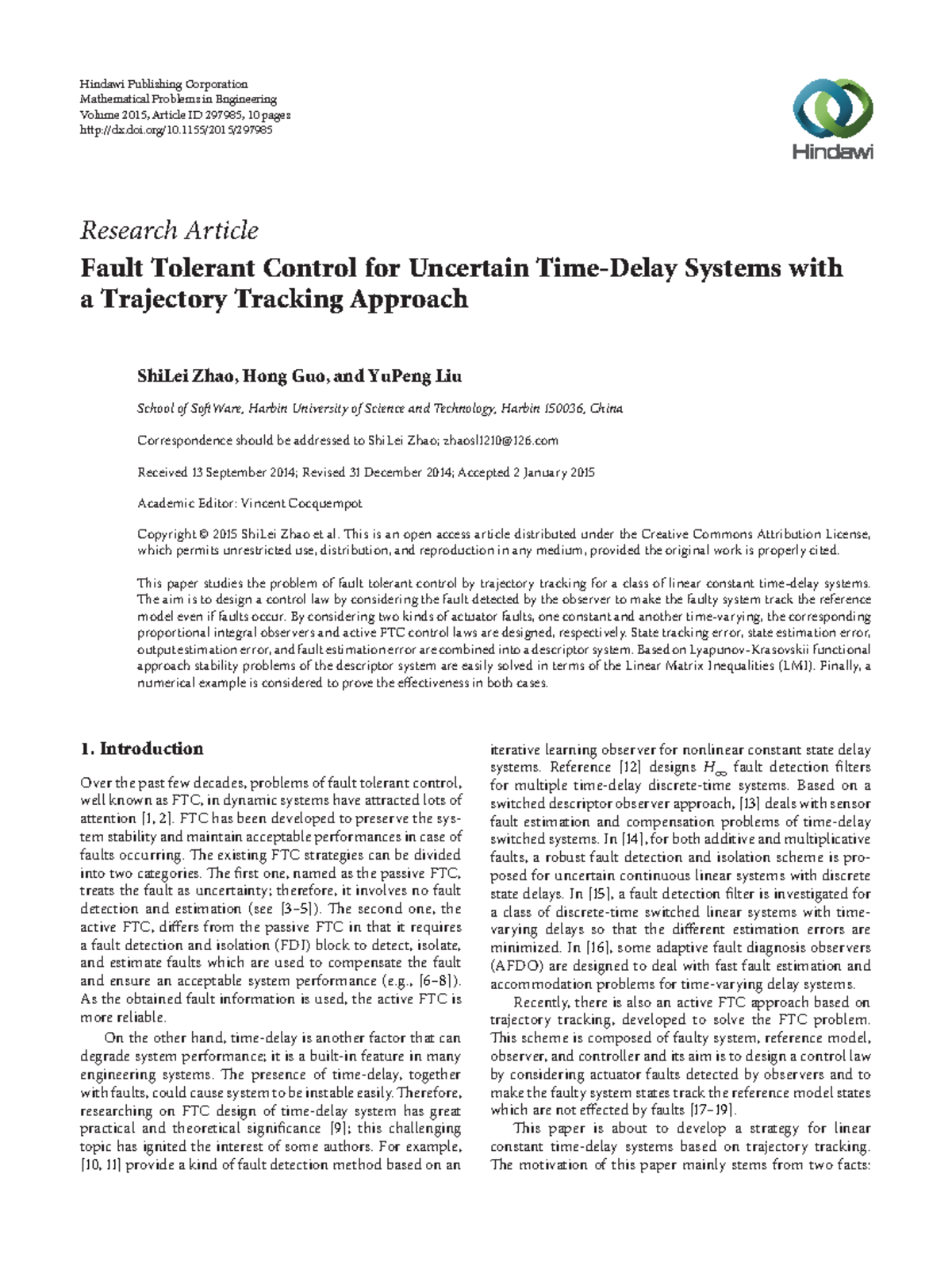 Fault Tolerant Control for Uncertain Time-Delay Systems with - com ...