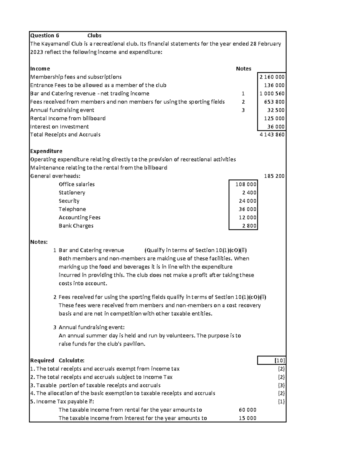 2024 Clubs Q Kayamandi - practice question - Question 6 Clubs The ...