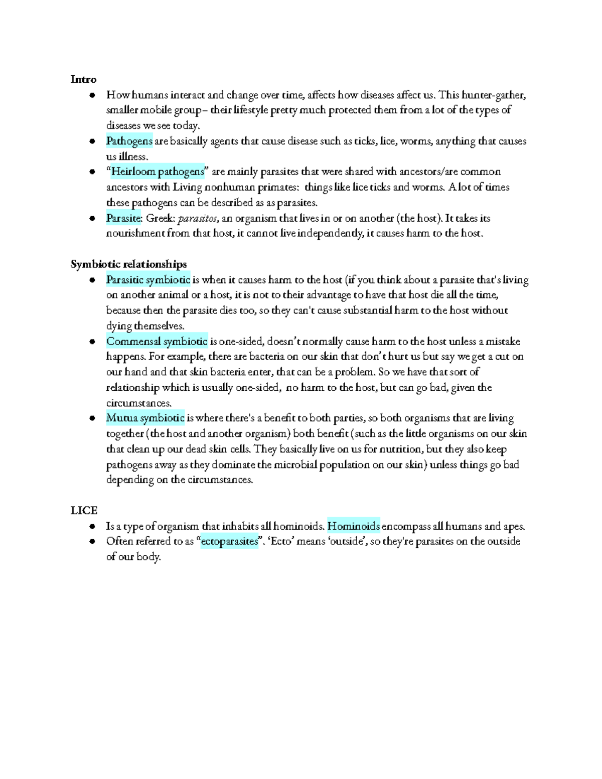 BIO Midterm-2 - powerpoint notes and bullet notes added while following ...