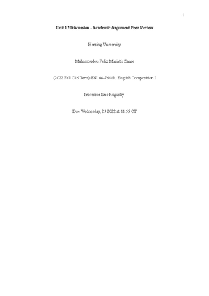 EN104-7G English Composition Unit 1 Discussion - Discussion: Unit 1 ...