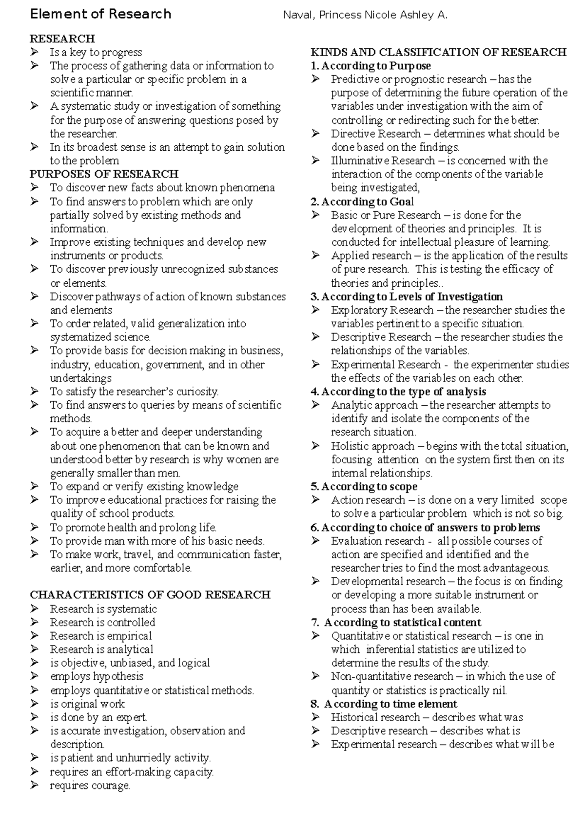 Elements OF Research - Element of Research Naval, Princess Nicole ...
