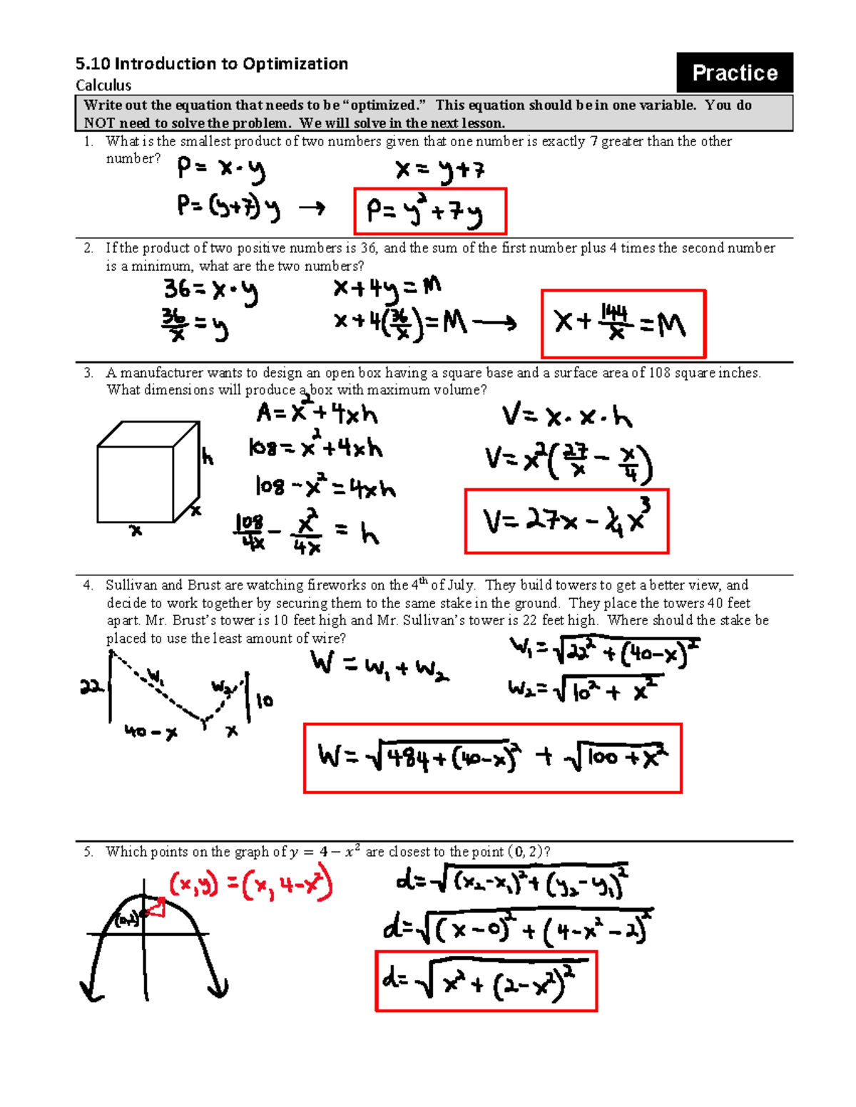 5 - aaaaaaaaaaaaaaaa - 5 Introduction to Optimization Calculus Write ...
