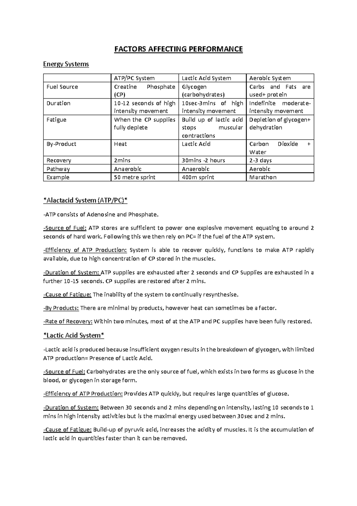 Factors Affecting Performance - FACTORS AFFECTING PERFORMANCE Energy ...