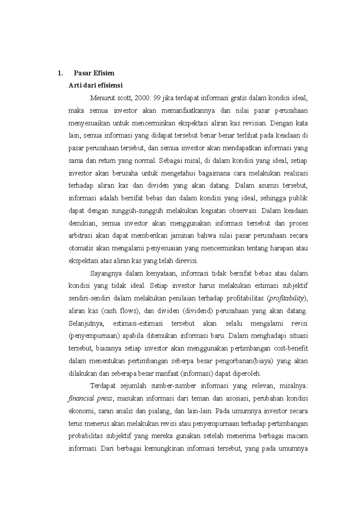 Definisi Pasar Efisien - Pasar Efisien Arti dari efisiensi Menurut ...