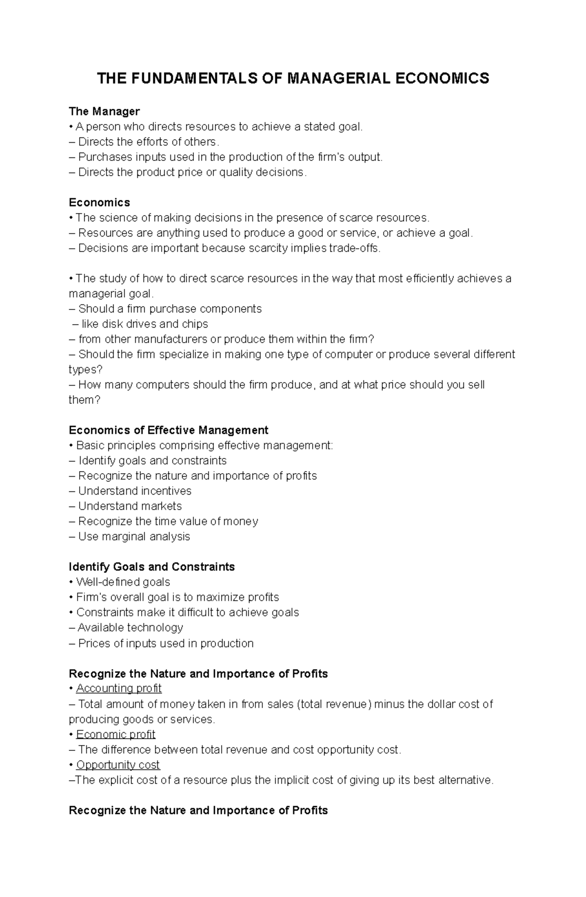 Manecon Chapter 1 - Managerial Economics - THE FUNDAMENTALS OF ...
