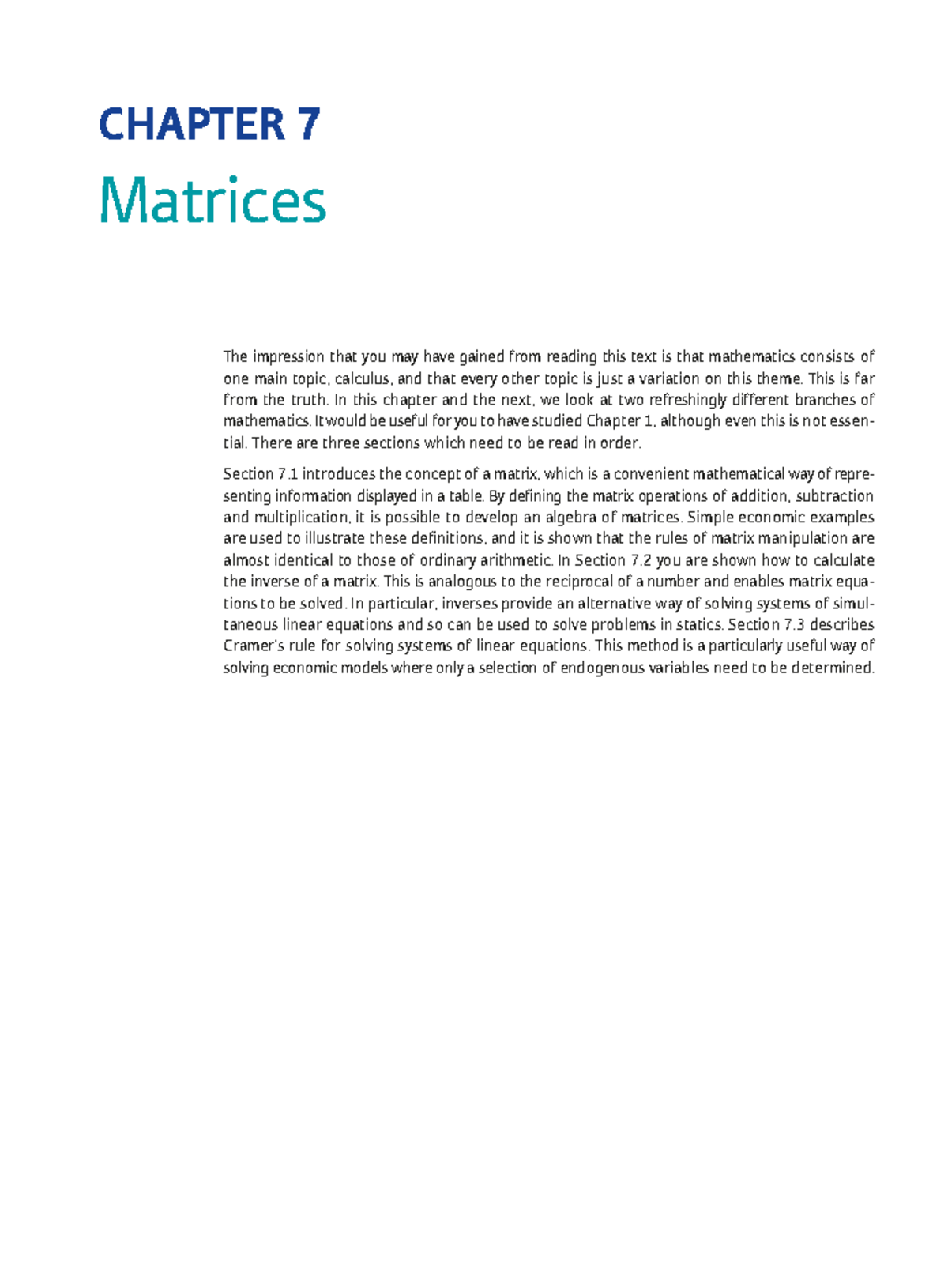 Chapter Matrices - Mr Minh - Chapter 7 Matrices The impression that you ...
