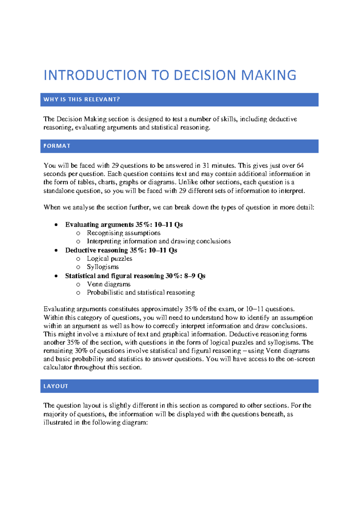 Intro to DM Student - INTRODUCTION TO DECISION MAKING WHY IS THIS RELEVANT? The Decision Making ...