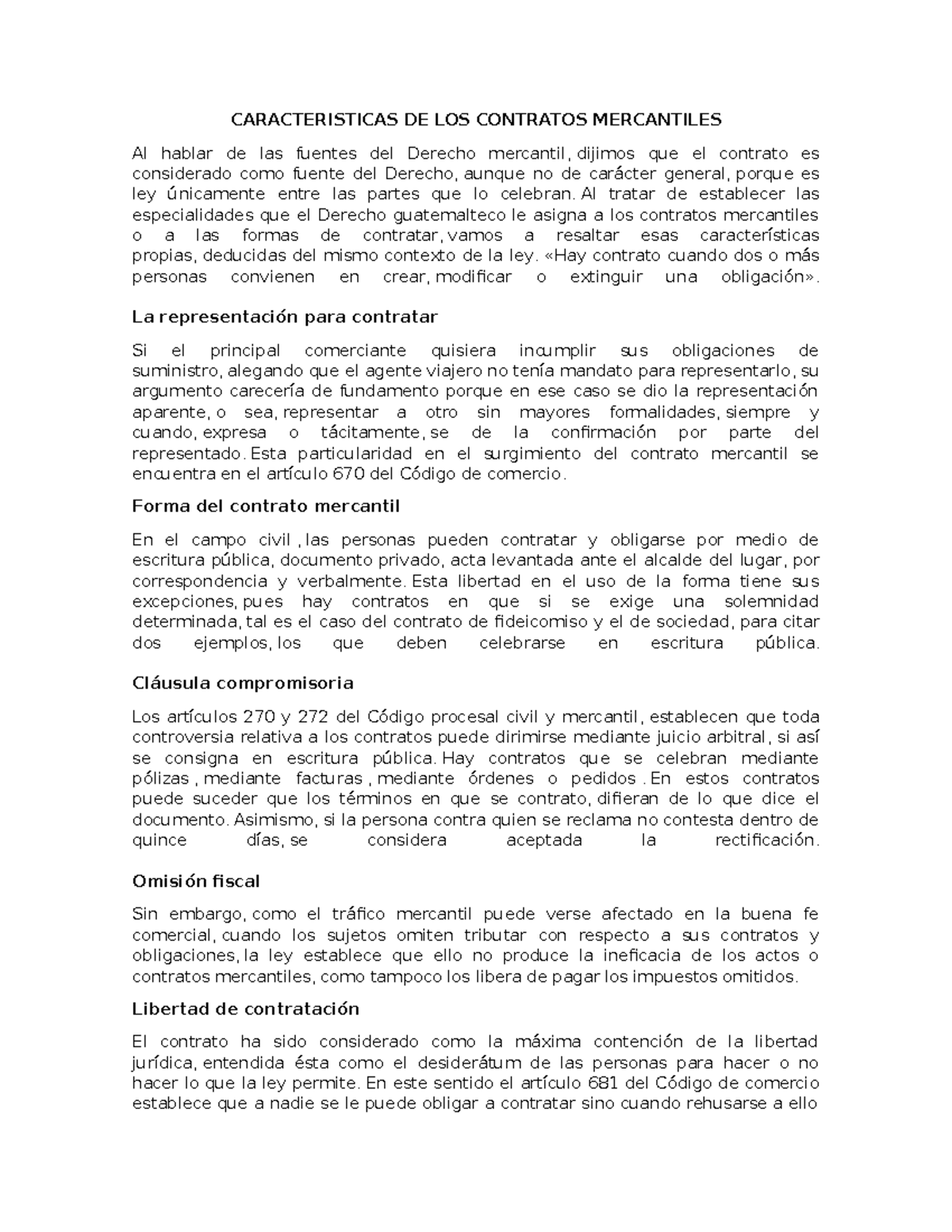Caracteristicas de los contratos mercantiles - CARACTERISTICAS DE LOS CONTRATOS MERCANTILES Al ...