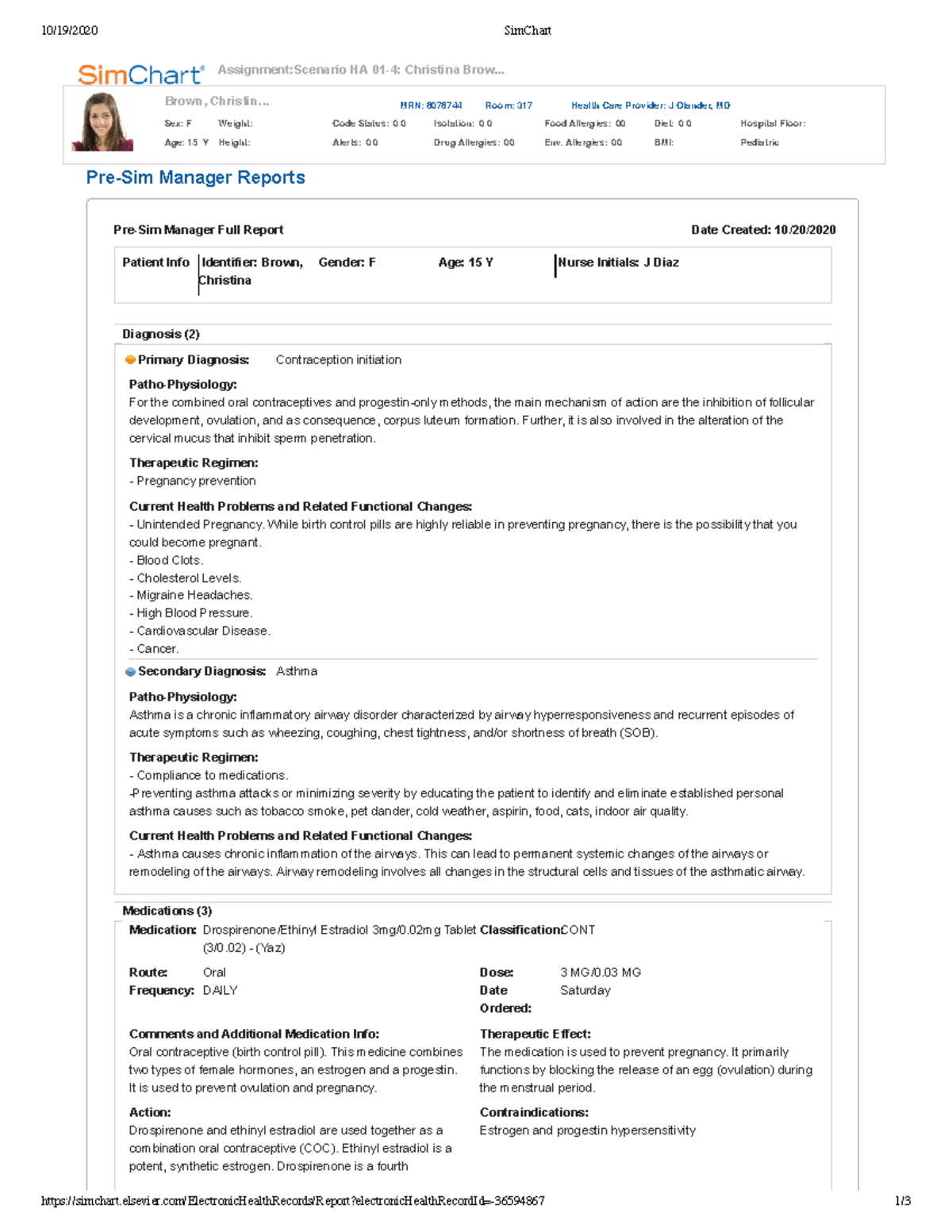 Cb Sim Chart Shadow Health End Of Life Care Regina Walker 10 19