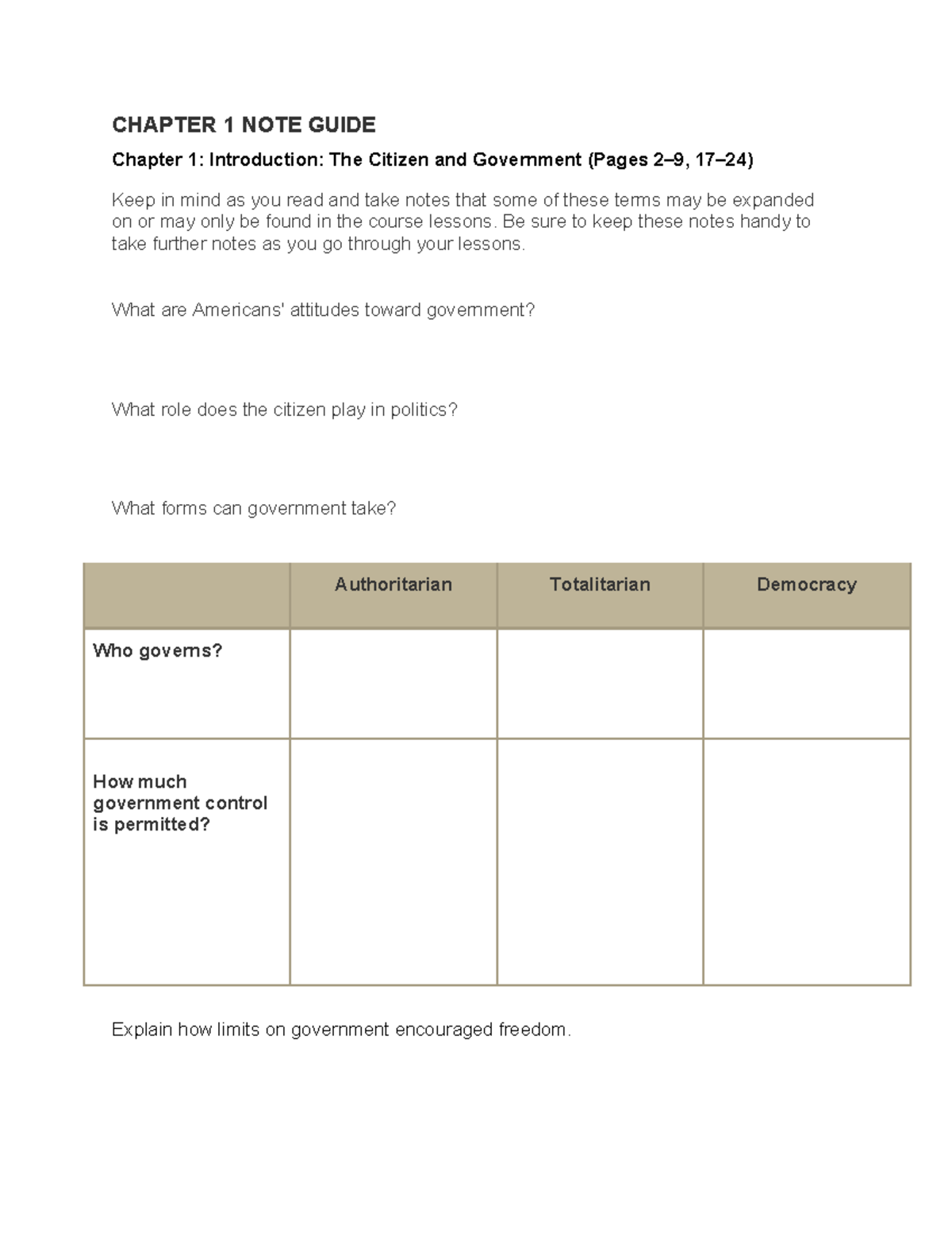 Chap1noteguide - chapter - CHAPTER 1 NOTE GUIDE Chapter 1: Introduction ...