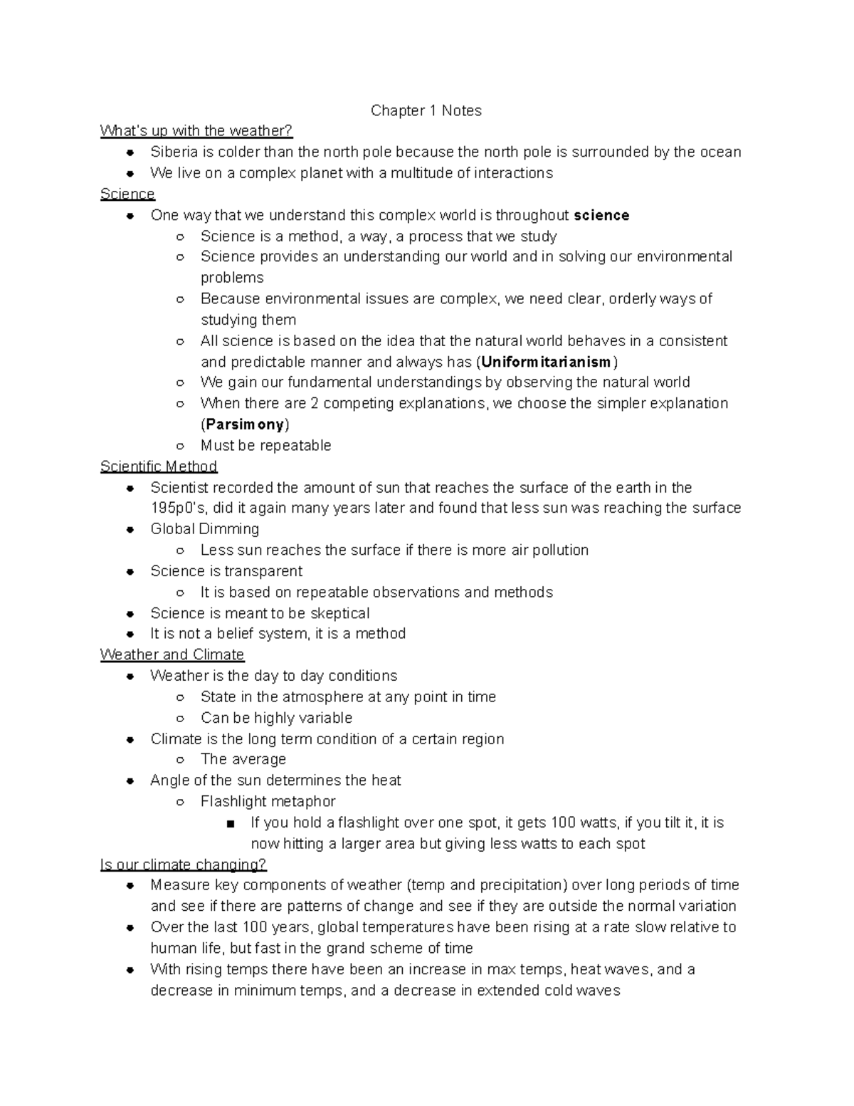 Ch 1 Notes - Global Climate Change - Chapter 1 Notes What’s up with the ...