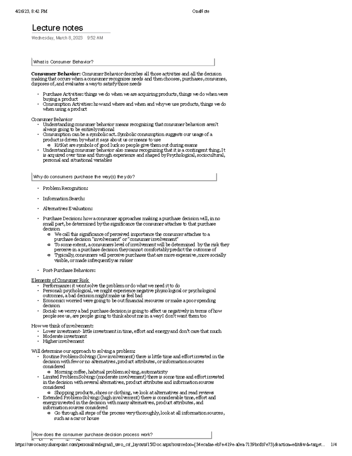 MOS 1021 - Lecture 6 - Lecture notes Wednesday, March 8, 2023 9:52 AM ...