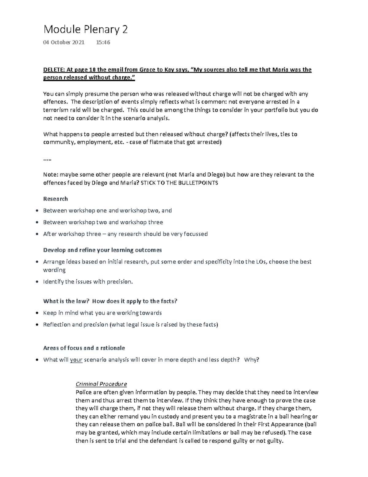 Module Plenary 2 - This document includes all relevant notes from the ...