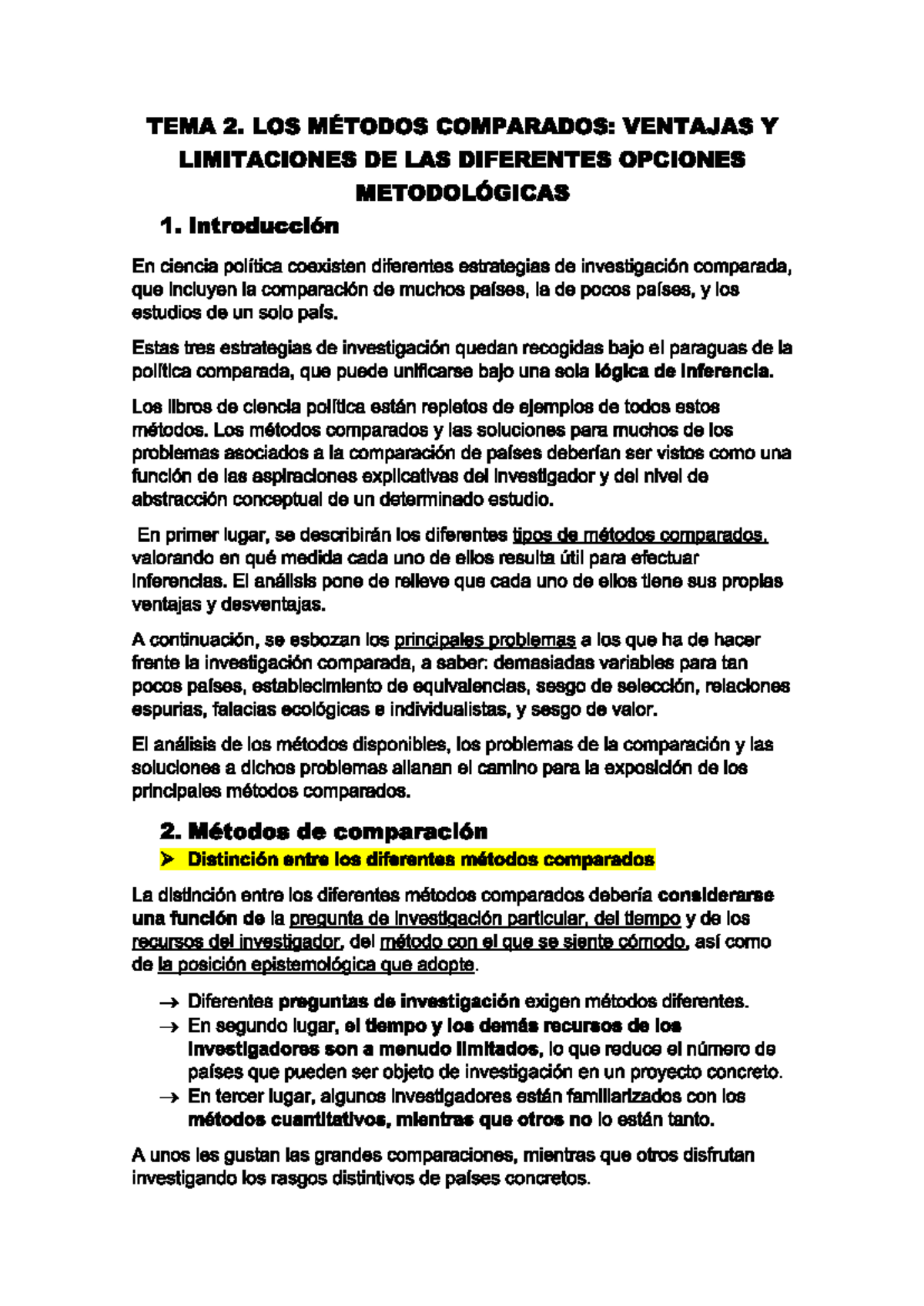 Política Comparada Tema 2 - Política Comparada - Studocu