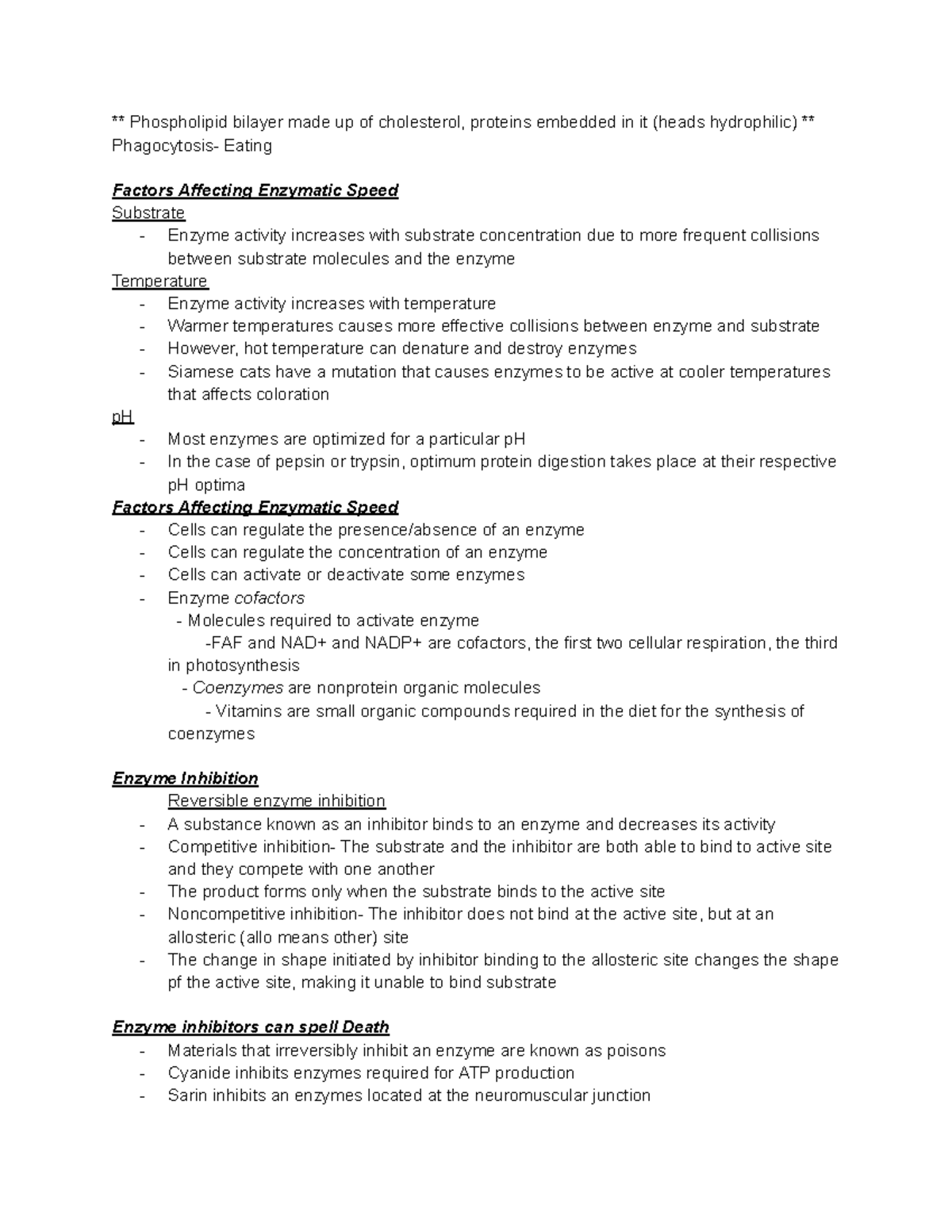 BIO Chap 6 - bio lecture notes - ** Phospholipid bilayer made up of ...