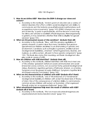 EDU 190 chapter 4 assignment - Chapter 4 Assignment How do educators ...