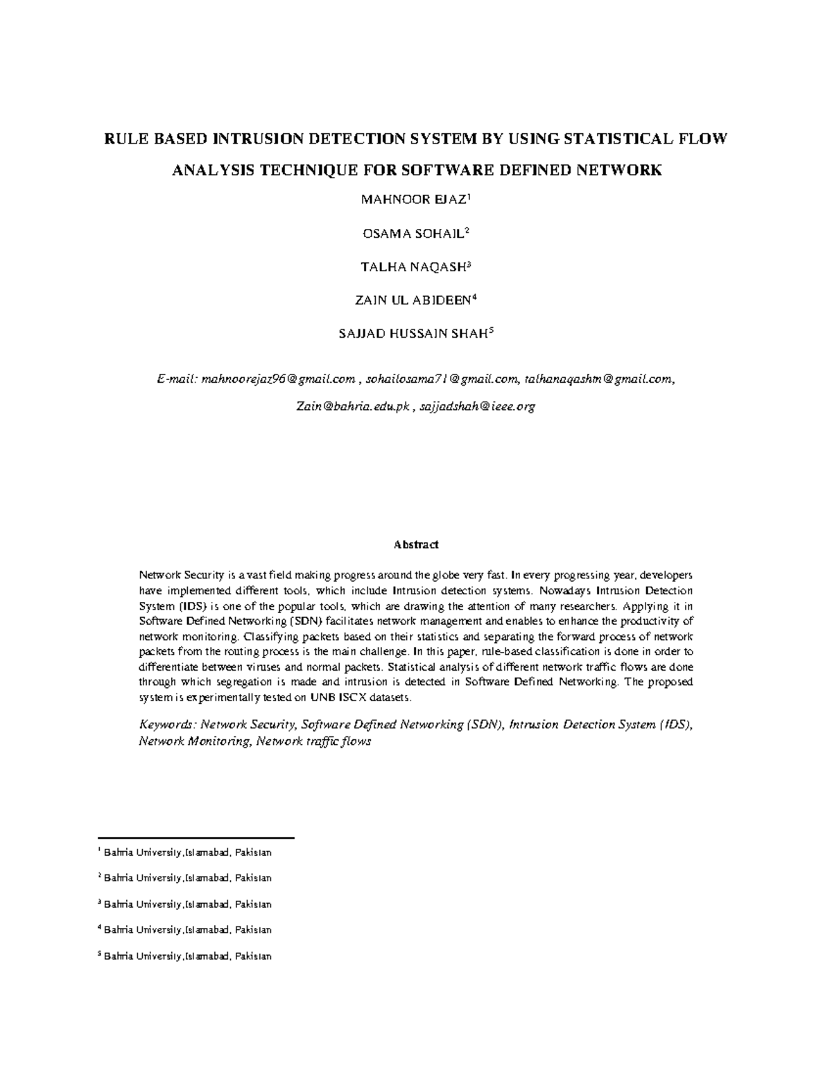 Rule Based Intrusion Detection System By Using Statistical Flow Rule