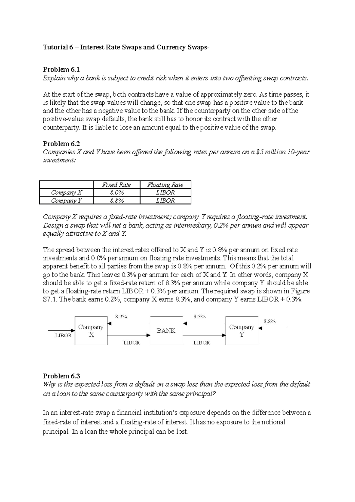 BAFI1029 Tutorial 6 Solution - Tutorial 6 – Interest Rate Swaps and Currency Swaps- Problem 6 ...
