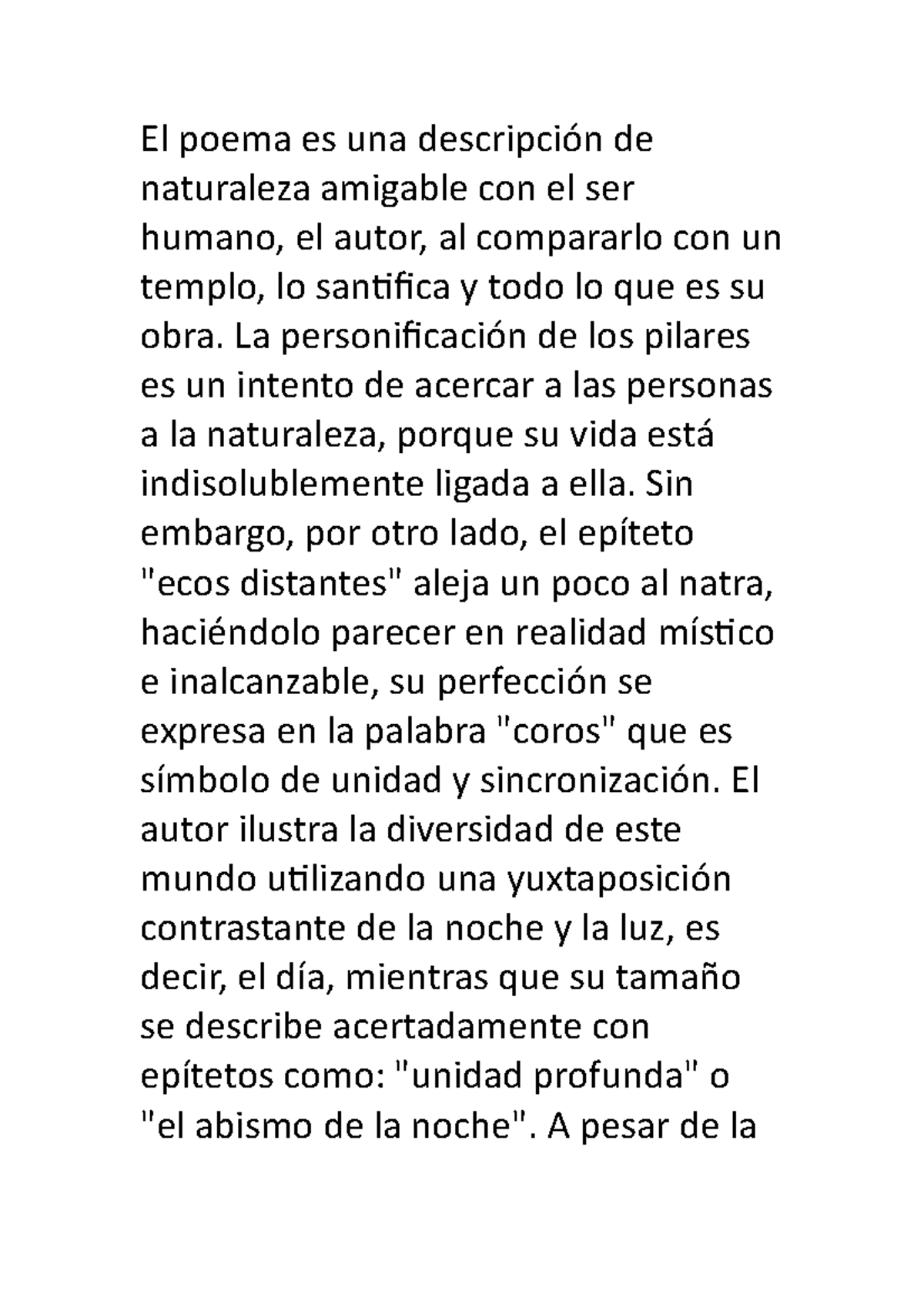 El poema es una descripción - El poema es una descripción de naturaleza ...