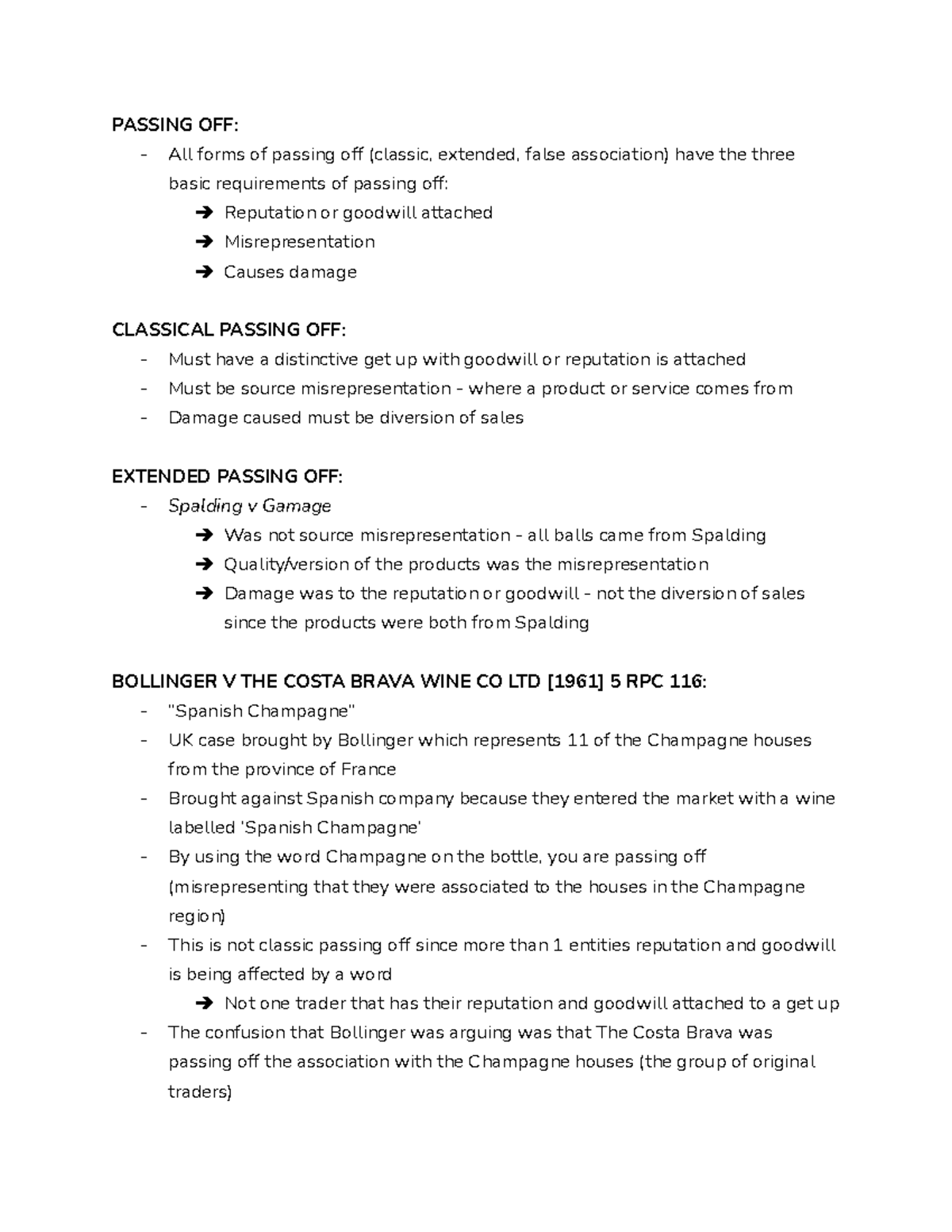 Lecture 8 - Passing Off - PASSING OFF: All forms of passing off ...