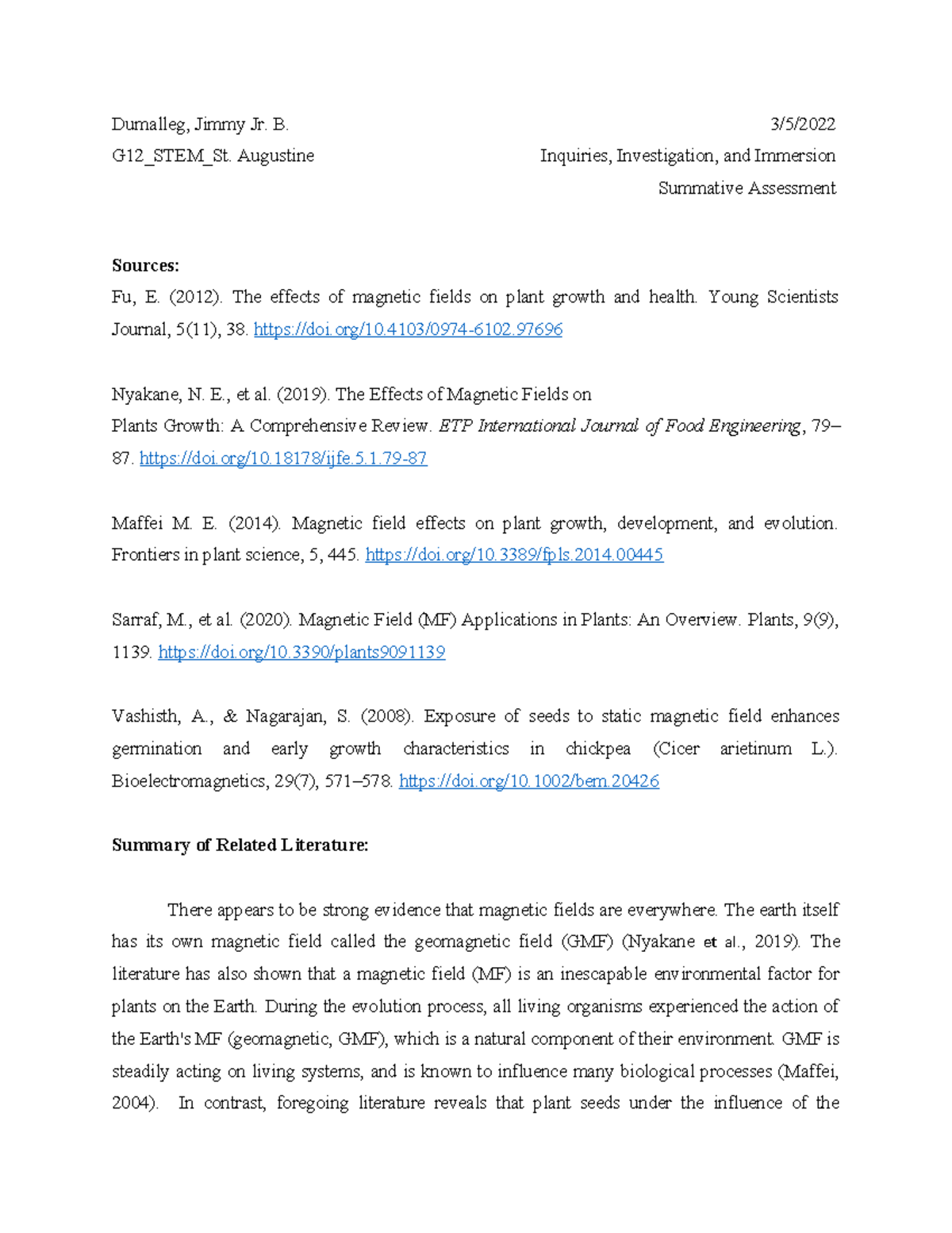 3i's RRL 3 - literature references - Dumalleg, Jimmy Jr. B. 3/5/ G12 ...