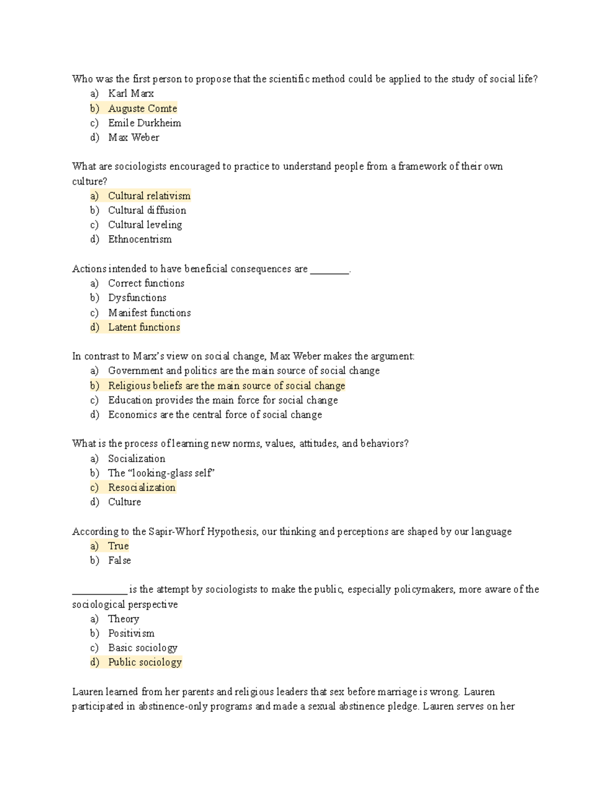 Sociology Questions - notes - Who was the first person to propose that ...