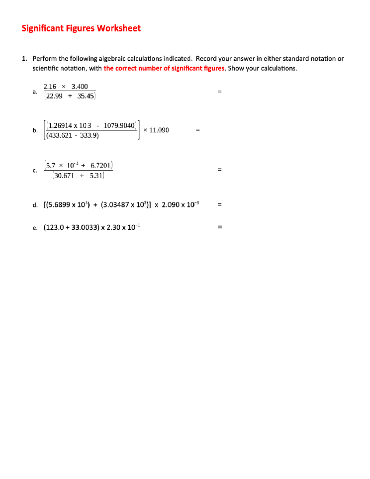 Significant figures Worksheet-Rev-2 - Physical Sciences I w Lab Section ...