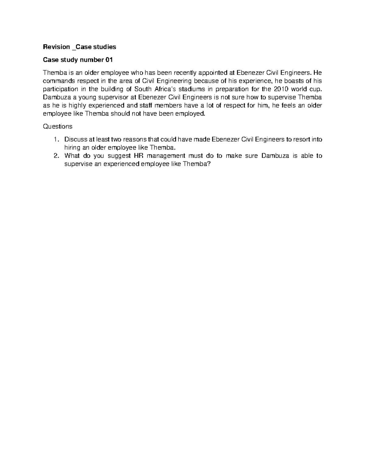 HRM3704+-+Revision+Case+study+01 - Warning: TT: undefined function: 22 Revision _Case studies ...