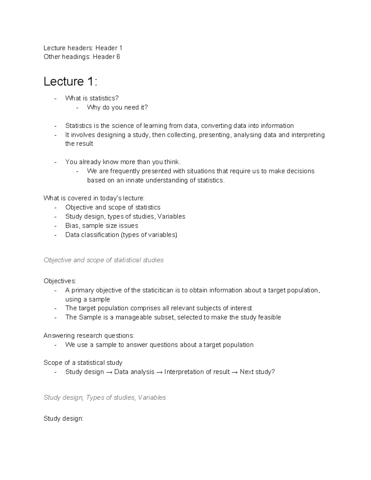 Stat 150 lecture - Lecture headers: Header 1 Other headings: Header 6 ...