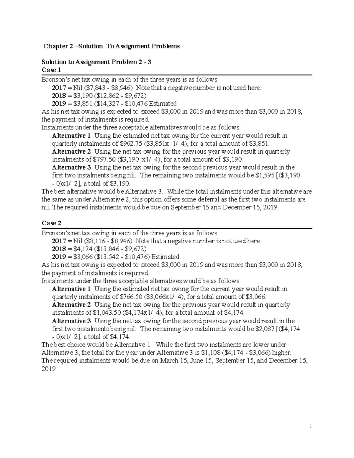 Chapter 2 –Solution To Assignment Problems - Chapter 2 –Solution To ...