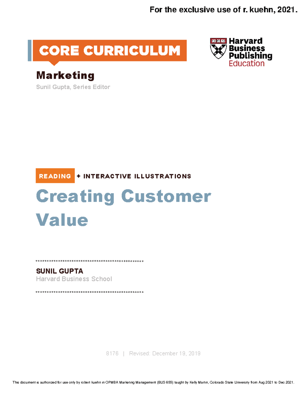 Creating Customer Value - BUS 655 - CSU - Studocu
