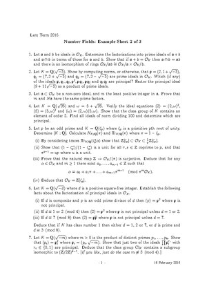 Number Fields 2015-2016 Example Sheet 3 - Lent Term 2016 Number Fields ...