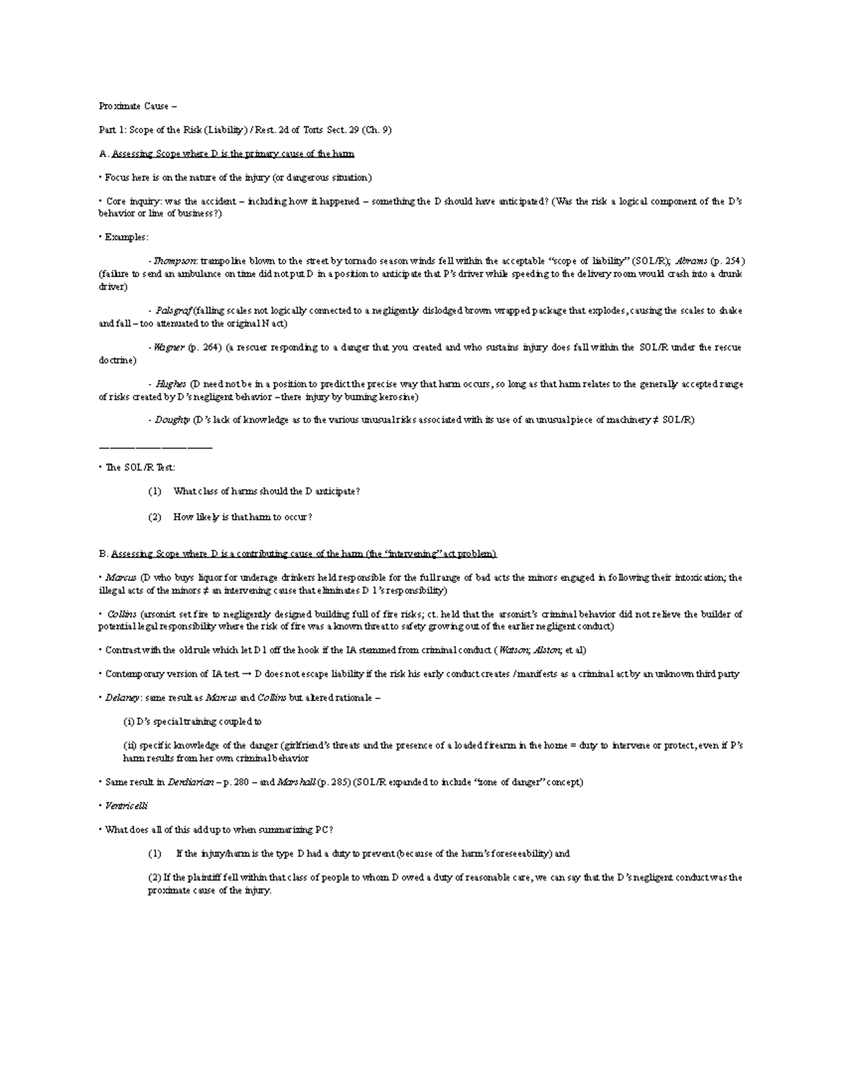Proximate Cause Overview - Proximate Cause – Part 1: Scope of the Risk ...