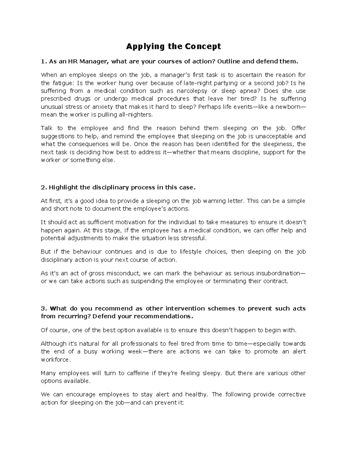 Applying the Concept 1 BA11 - Applying the Concept 1. As an HR Manager ...