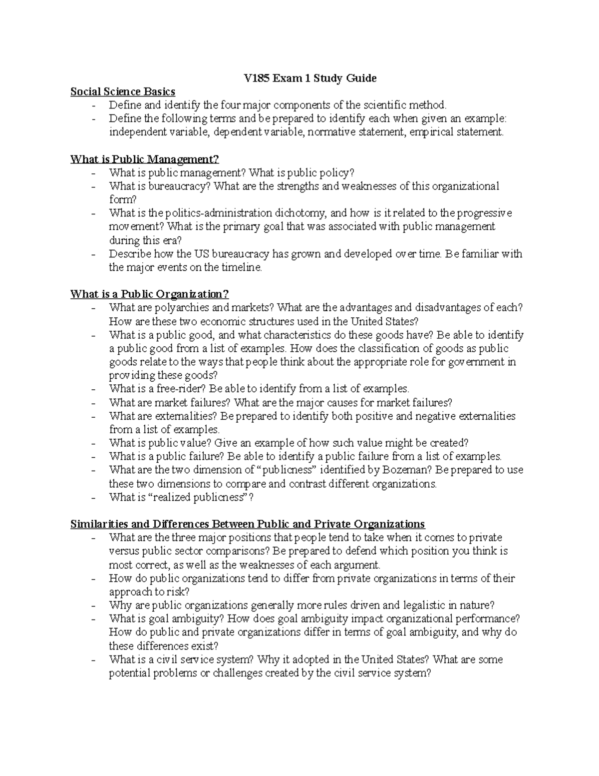 Study Guide - Exam 1 - V185 Exam 1 Study Guide Social Science Basics ...